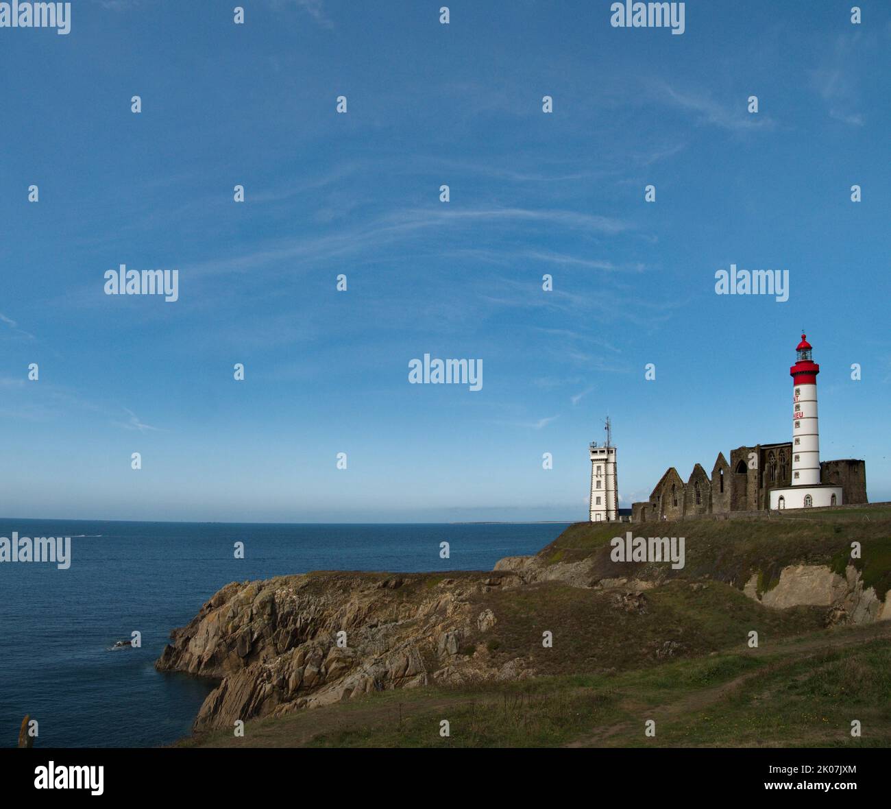 The lighthouse Phare de Saint-Mathieu with the chapel Notre Dame de ...