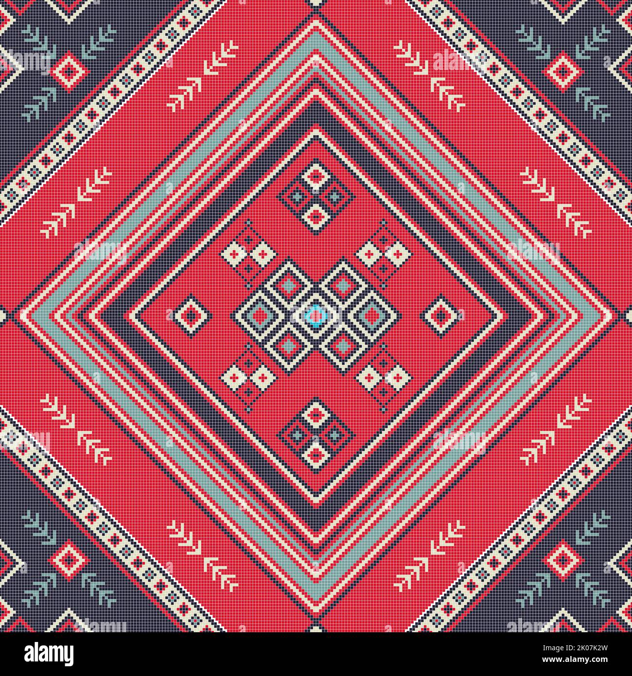 Traditional Berber embroidery seamless pattern, vector illustration ...