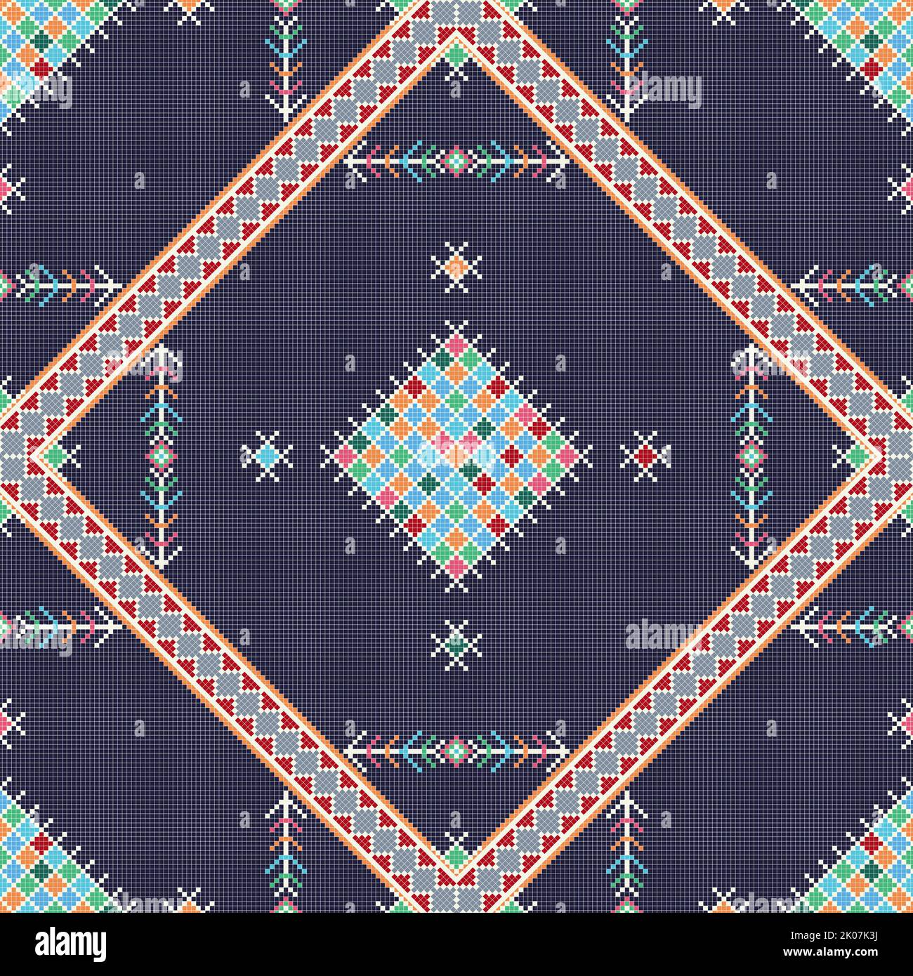 Traditional Berber embroidery seamless pattern, vector illustration ...