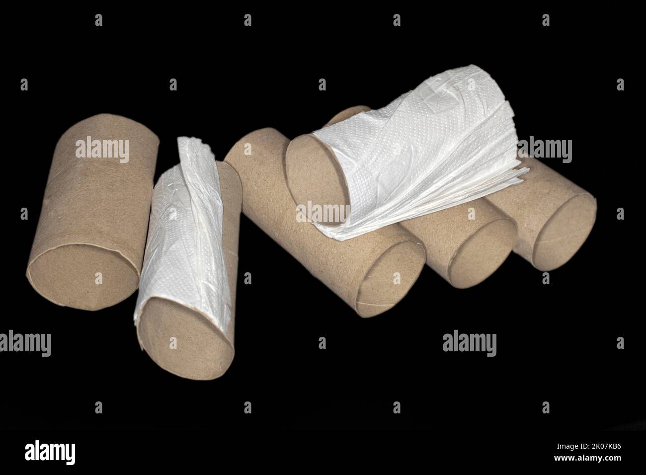 Symbol photo for diarrhoea, six empty toilet paper rolls, studio ...