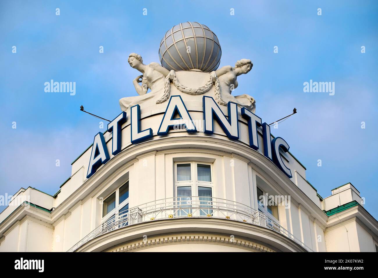 Roof gable Hotel Atlantic Kempinski with globe, 5-star luxury hotel ...