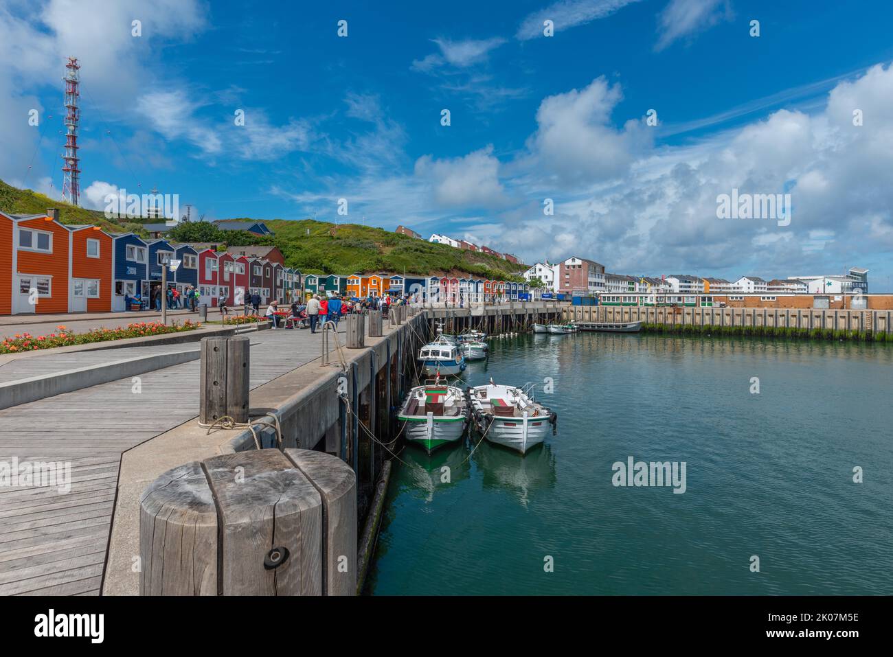 Colourful lobster stalls, former fishermen's huts, inland harbour ...