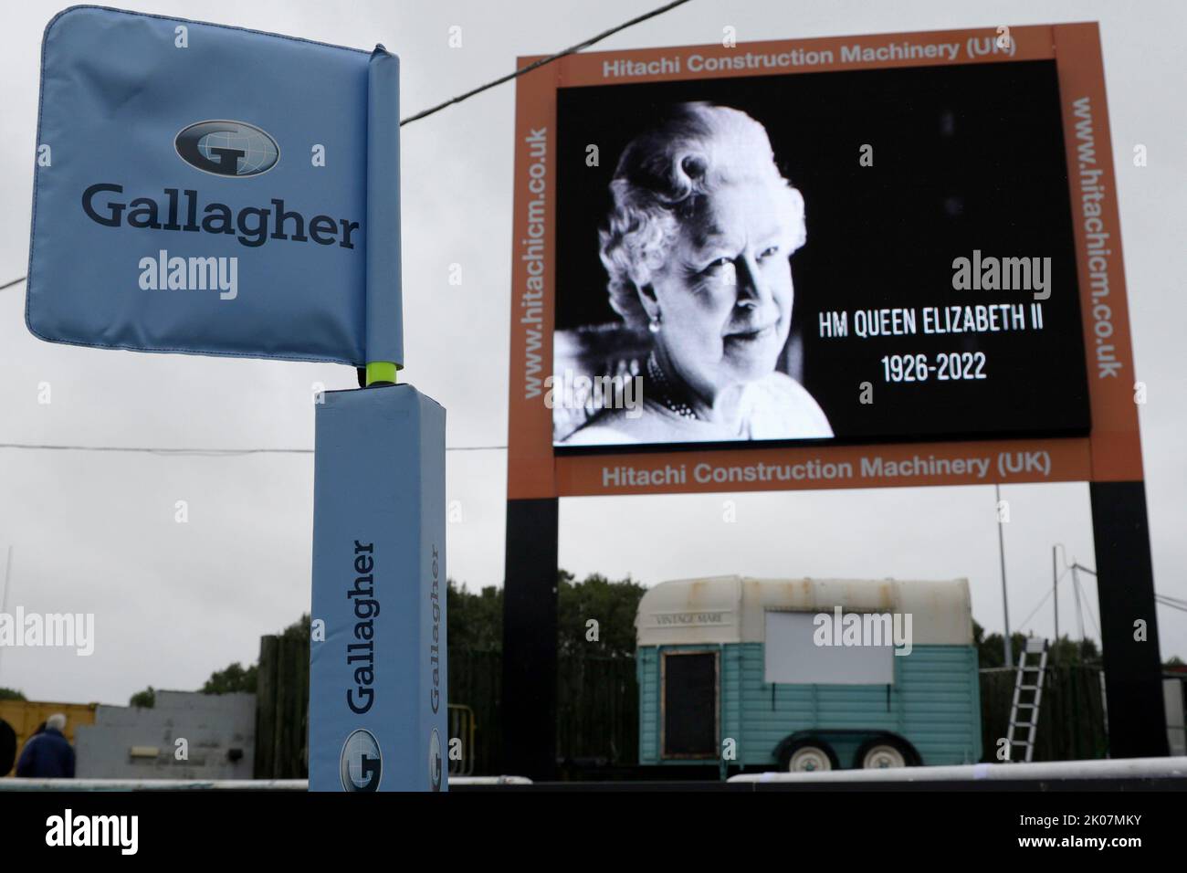 Led screen displaying a commemorative message following the death of ...