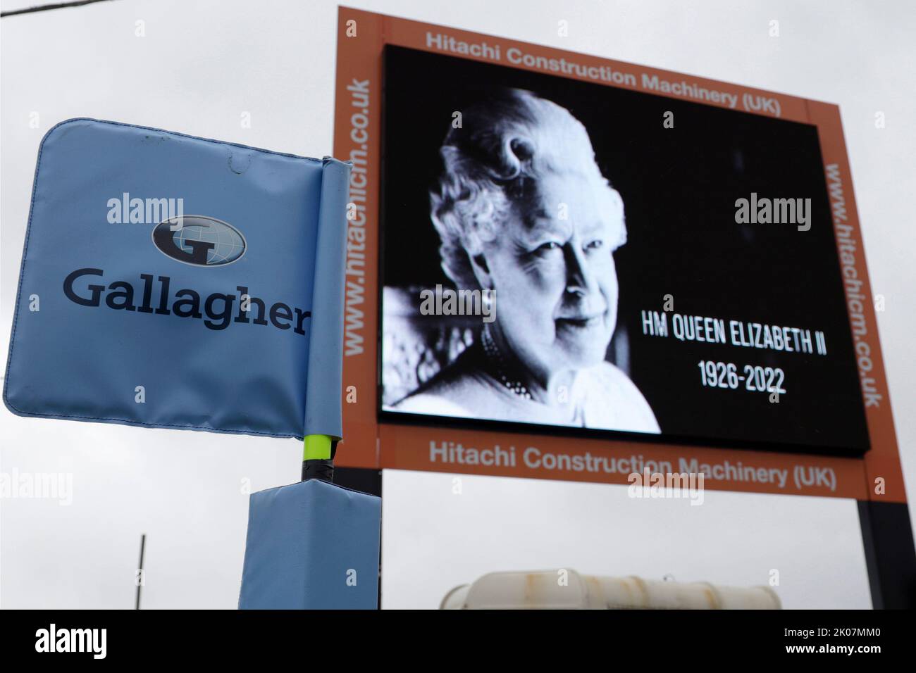 Led screen displaying a commemorative message following the death of ...