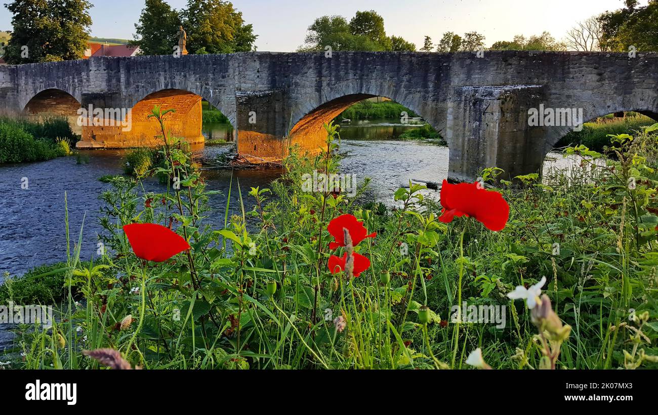 Tauber bridge by Balthasar Neumann in Tauberrettersheim. Roettingen ...