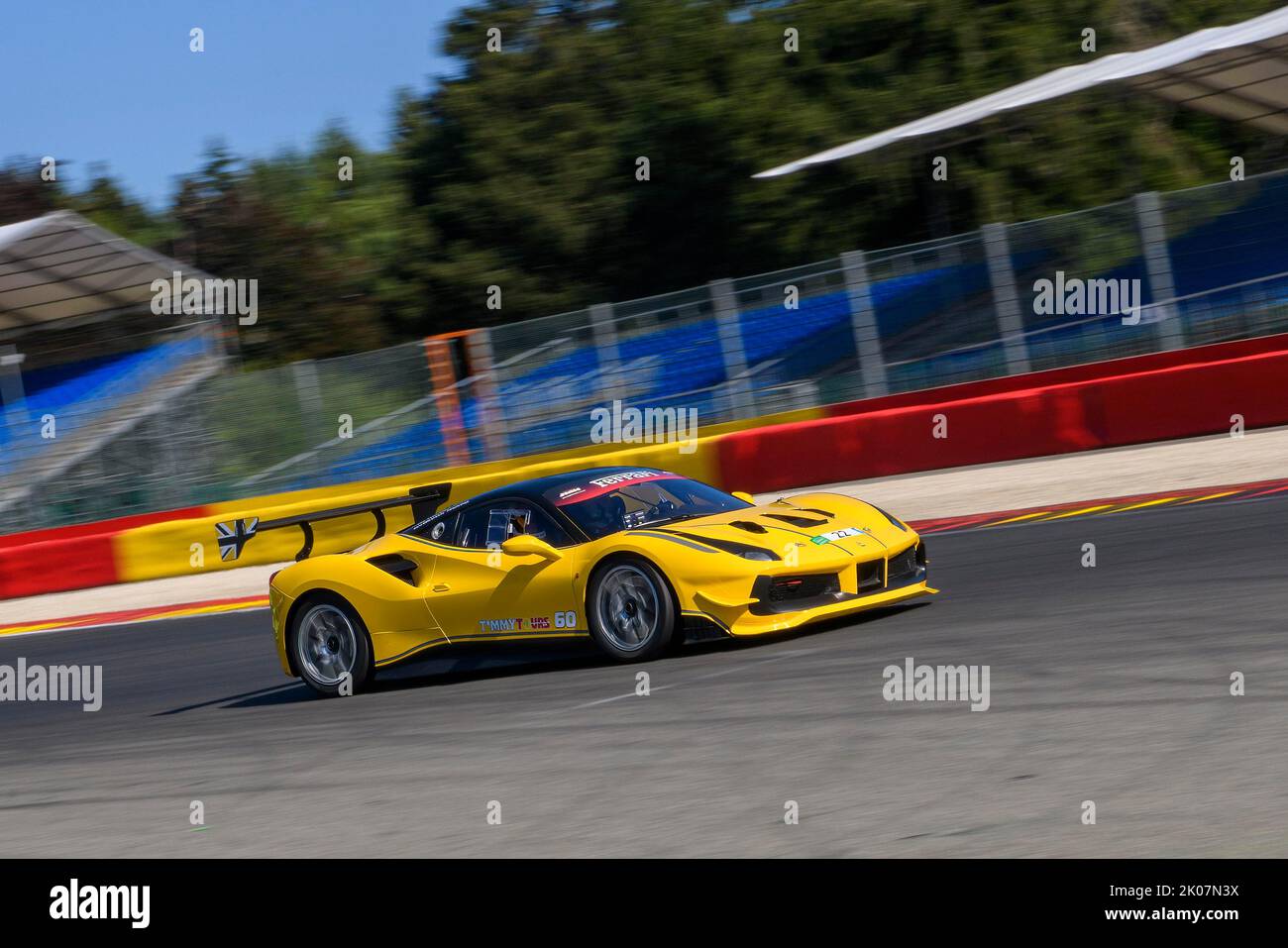 Racing car sports car Ferrari 488 Challenge speeds at full throttle at ...