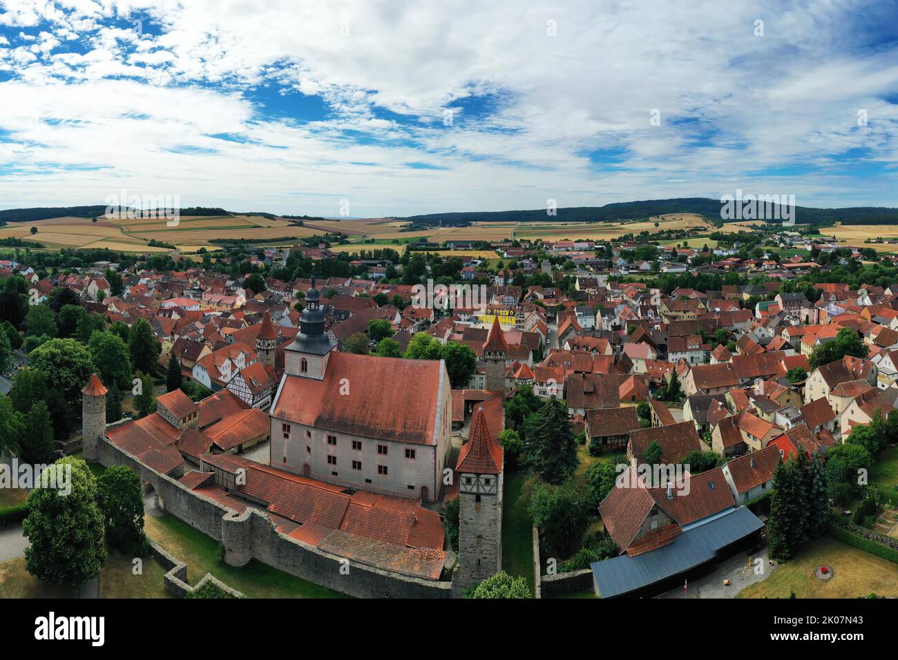 The fortified church in Ostheim vor der Roehn. Rhoen-Grabfeld. Lower ...