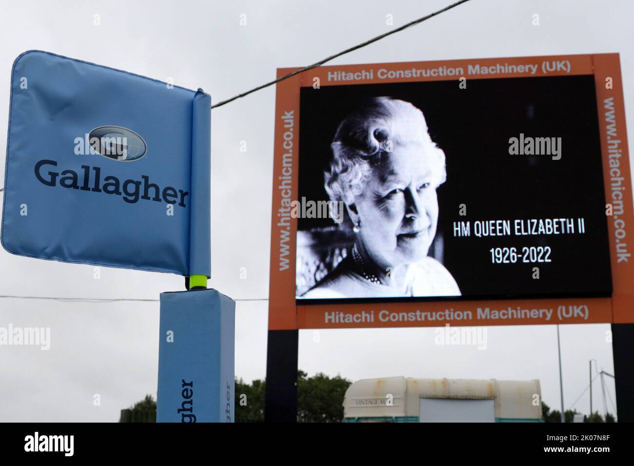 LED screen displaying a commemorative message following the death of ...