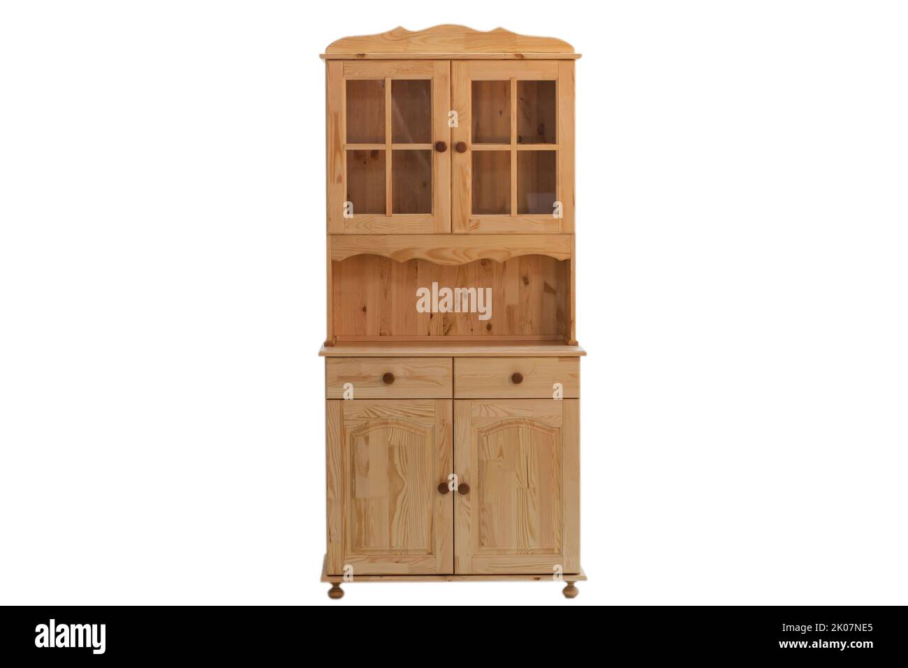 Vintage cupboard with with doors and shelves. Old wooden cabinet ...