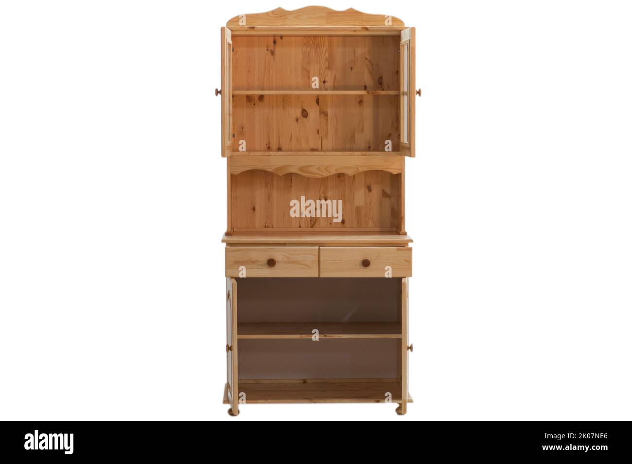 Retro style modern kitchen cabinet with open doors and shelves. Open ...