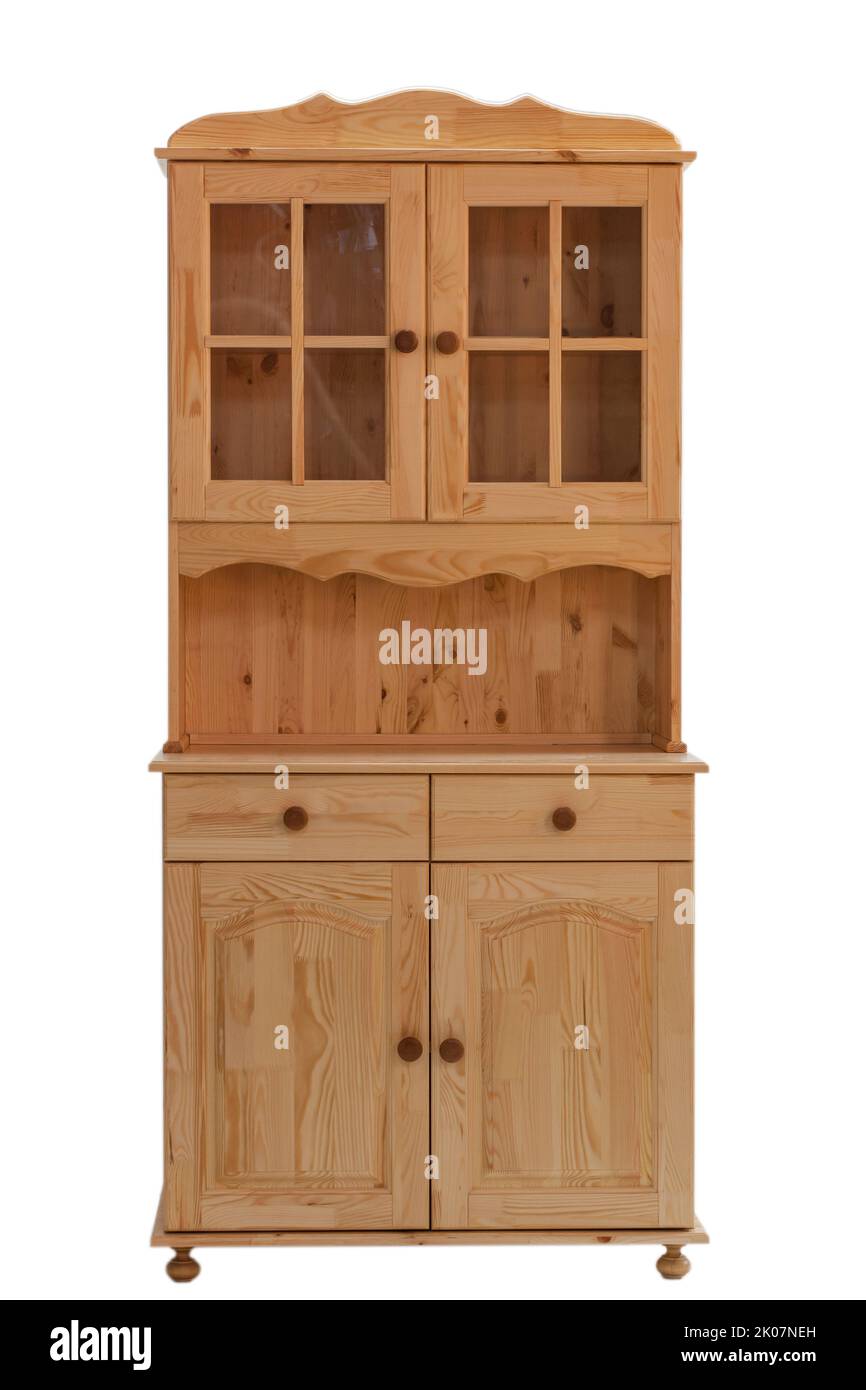 Wooden dining cabinet isolated on white background Stock Photo - Alamy