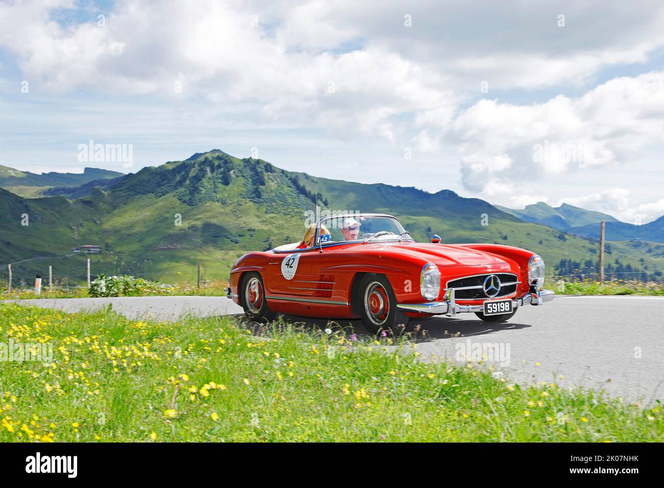 Vintage car rally Silvretta Classic 2022, Mercedes Benz 300 SL Roadster ...