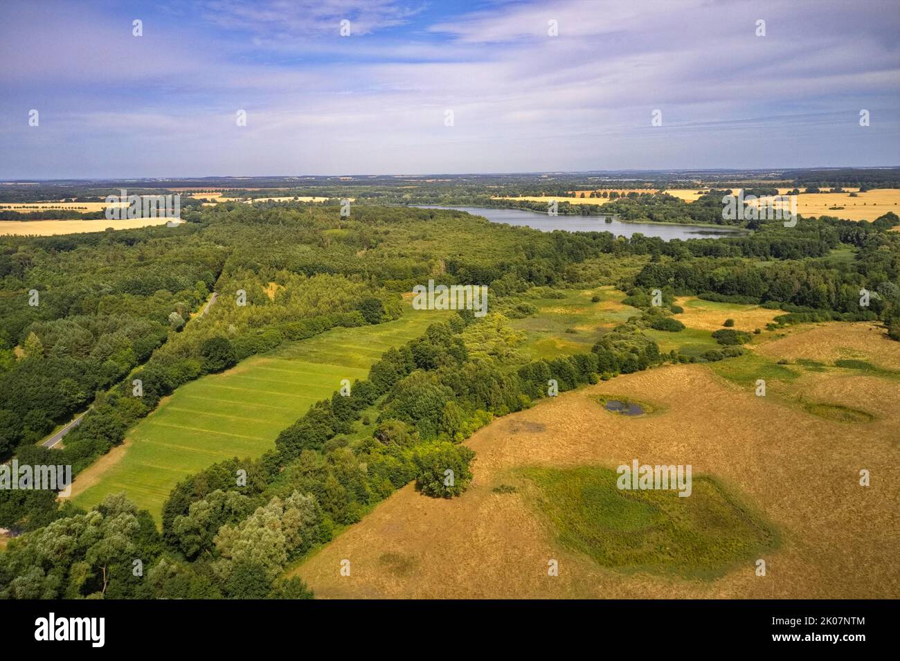 Aerial view of the former inner-German border, now the Green Belt, in ...