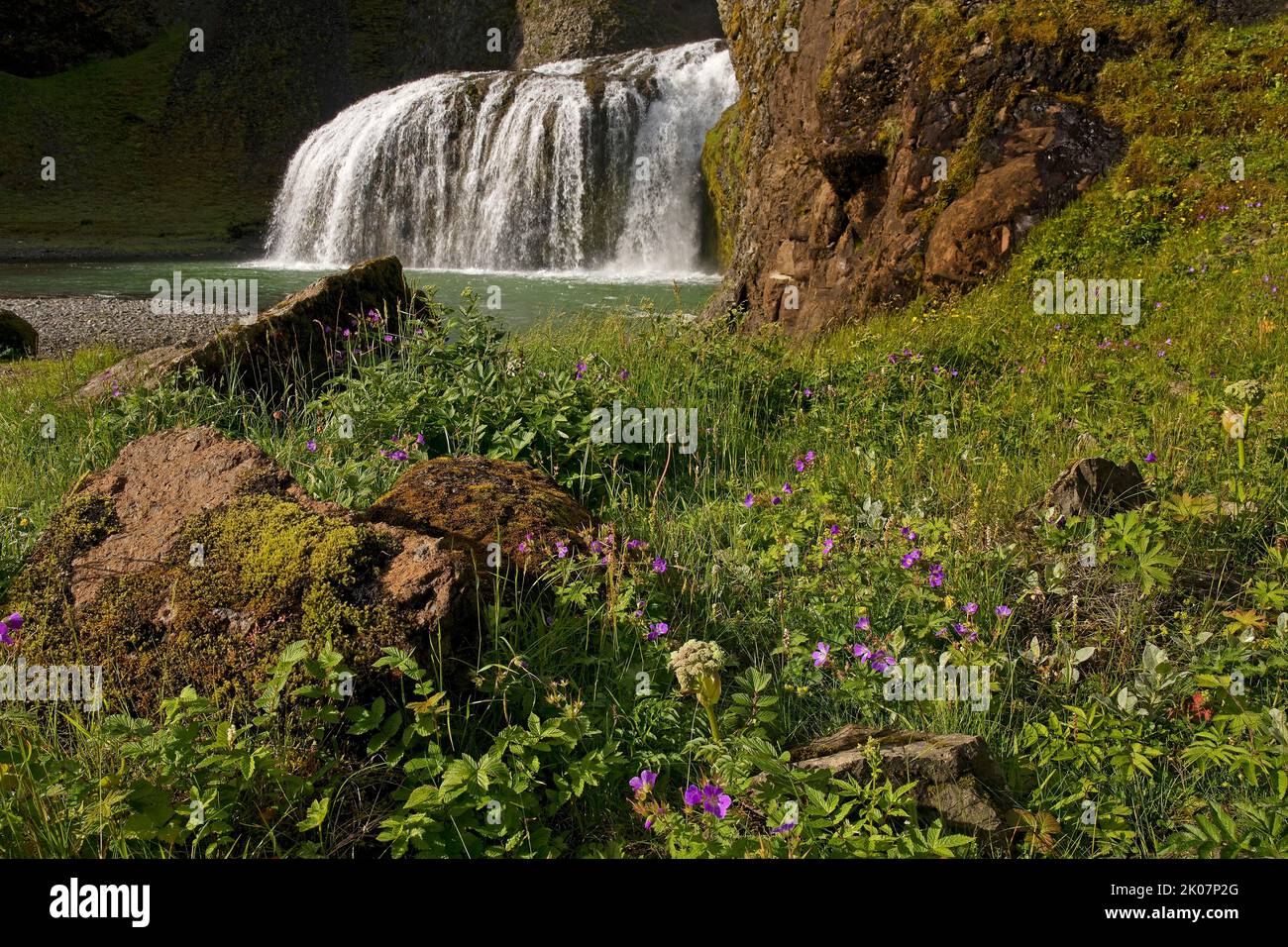The Systrafoss waterfall, Kirkjubaejarklaustur, South Iceland, Iceland ...