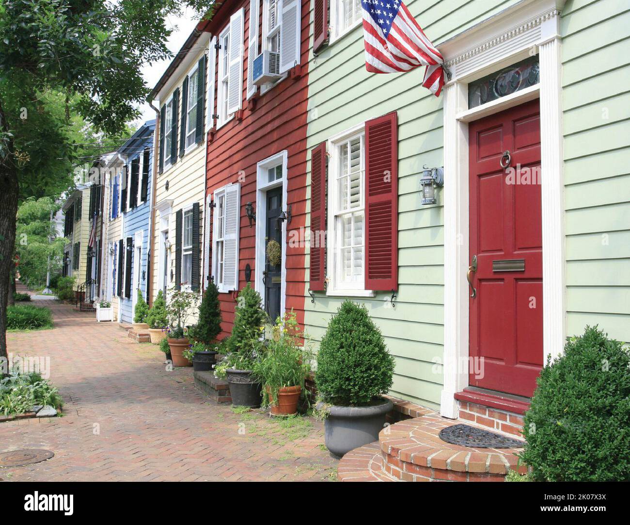 Town, City Street with Homes Stock Photo - Alamy