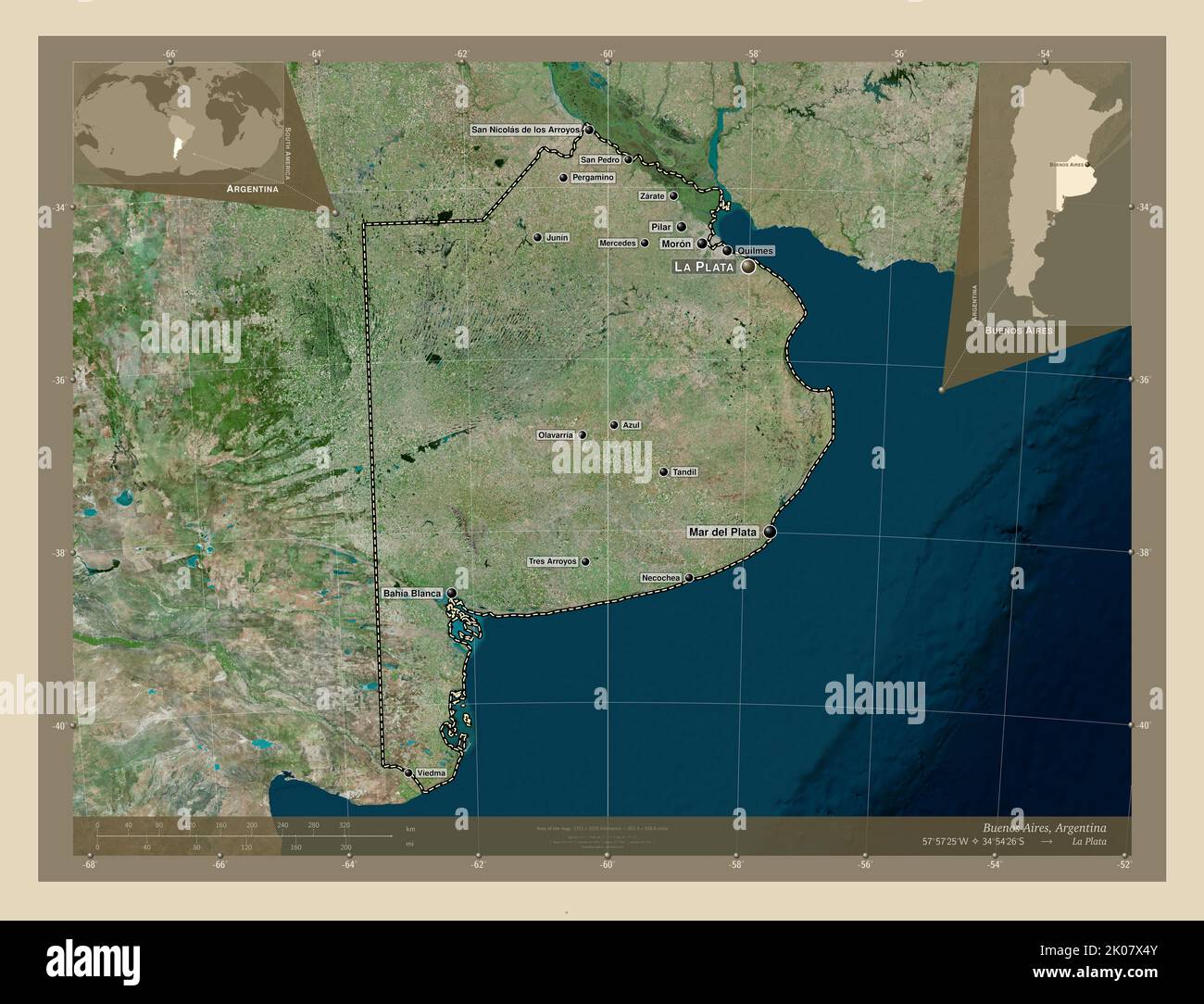 Buenos Aires, province of Argentina. High resolution satellite map ...