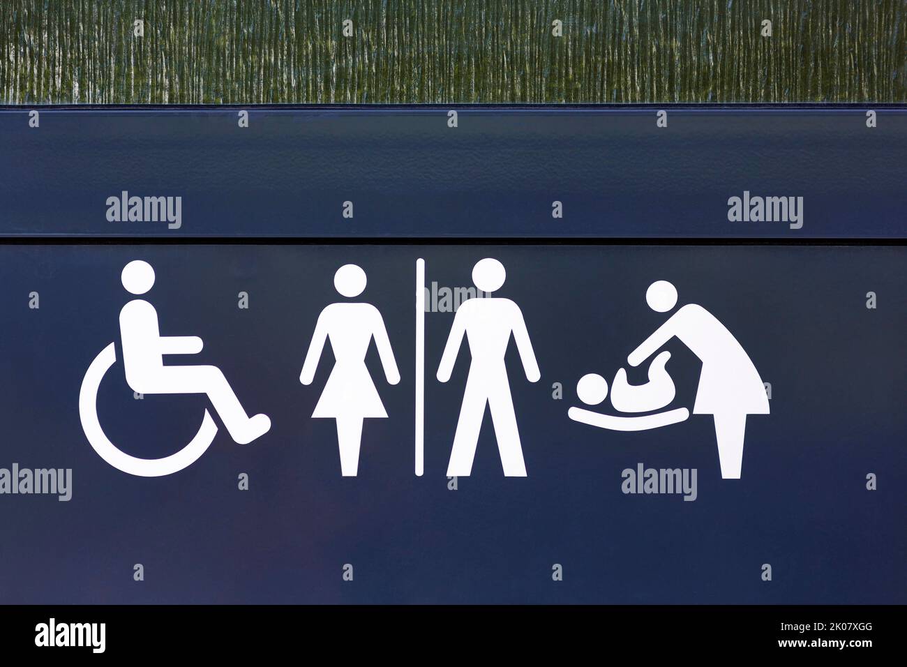WC sign, pictogram man, woman, wheelchair user, nappy-changing room ...