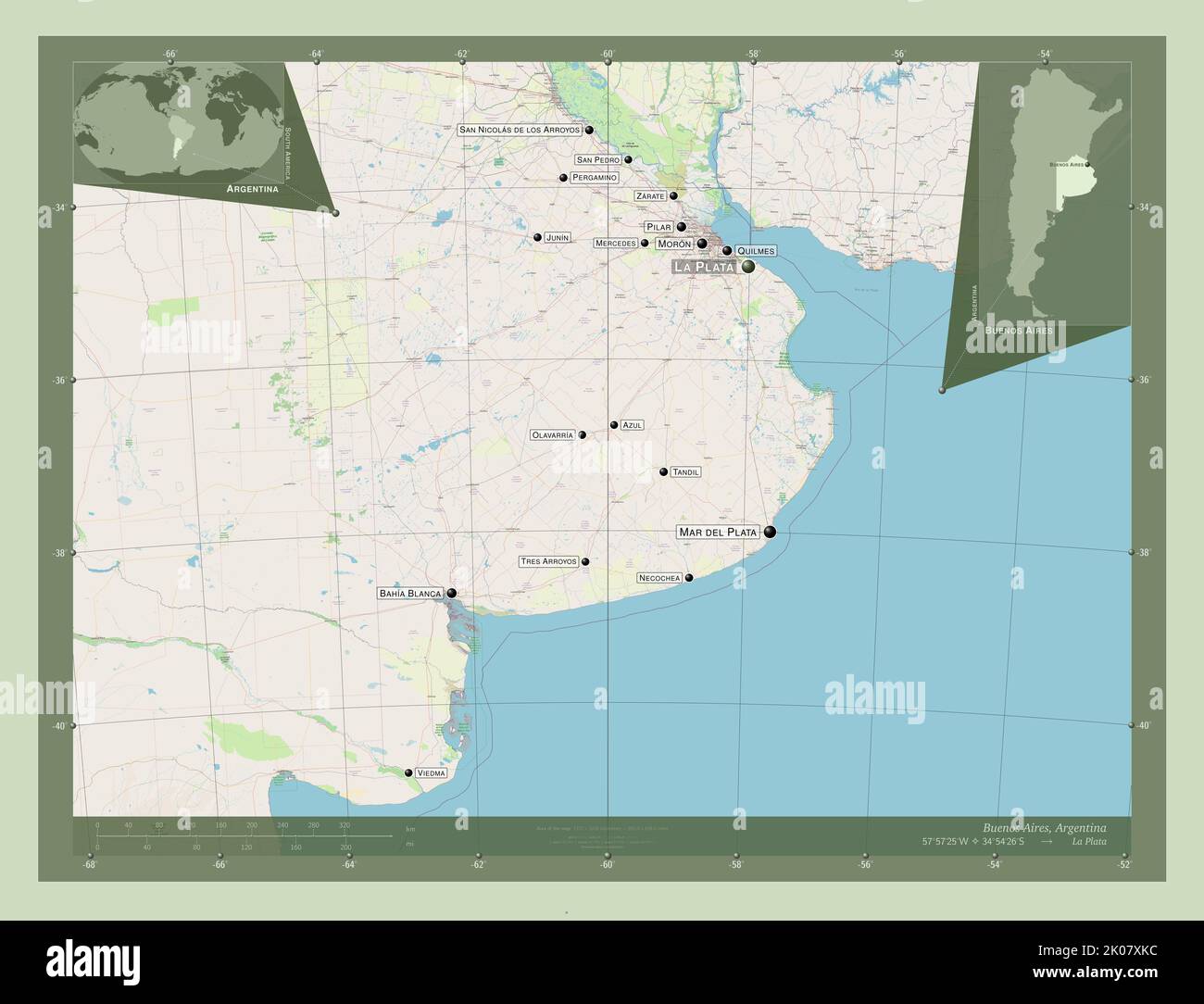 Buenos Aires, province of Argentina. Open Street Map. Locations and ...