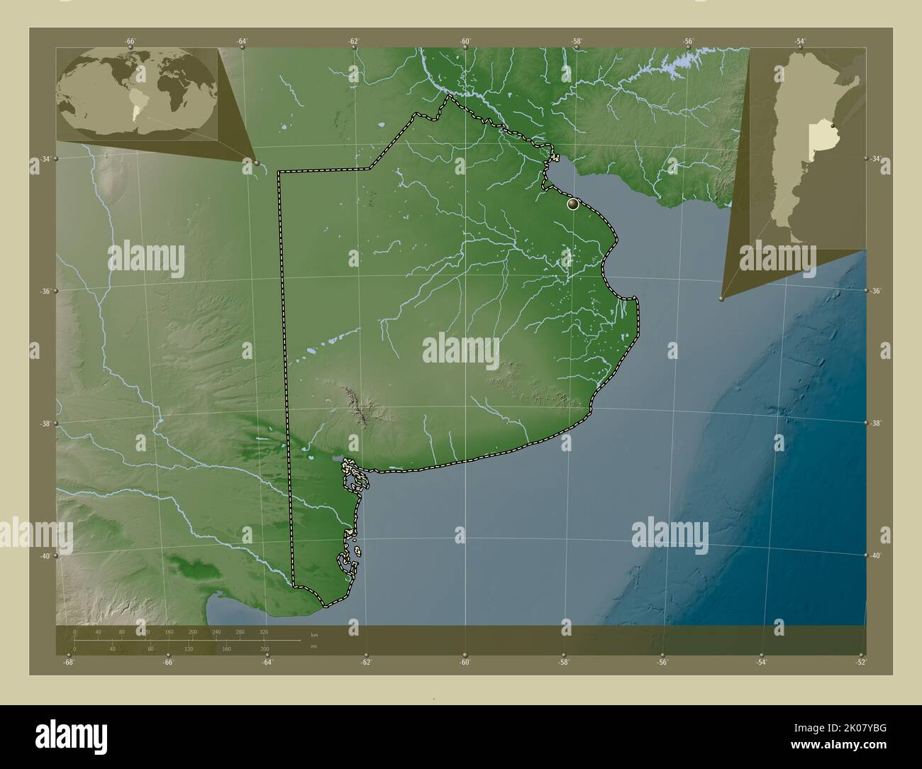 Buenos Aires, province of Argentina. Elevation map colored in wiki ...