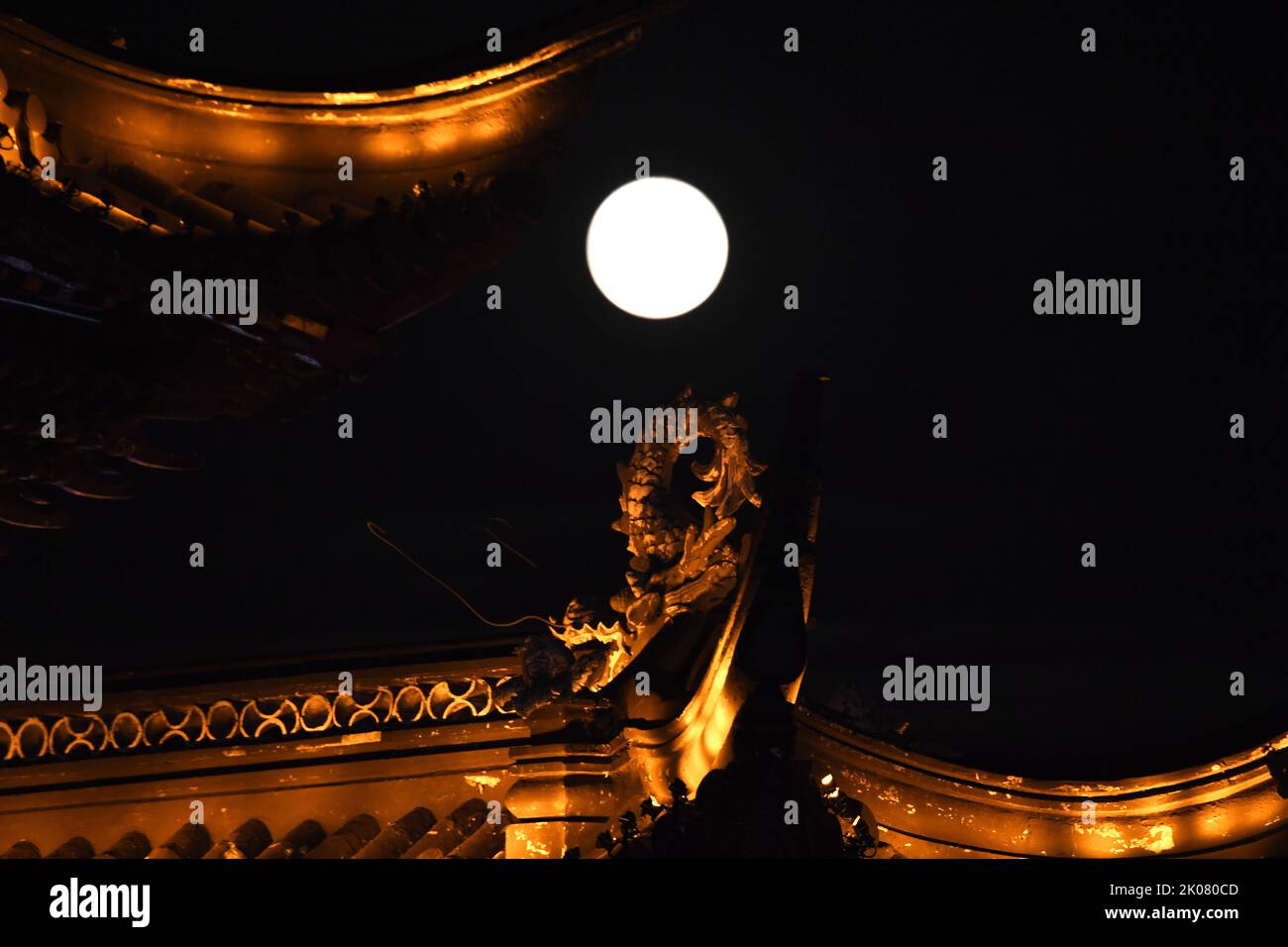 NANJING, CHINA - SEPTEMBER 10, 2022 - The Mid-Autumn moon is seen over ...
