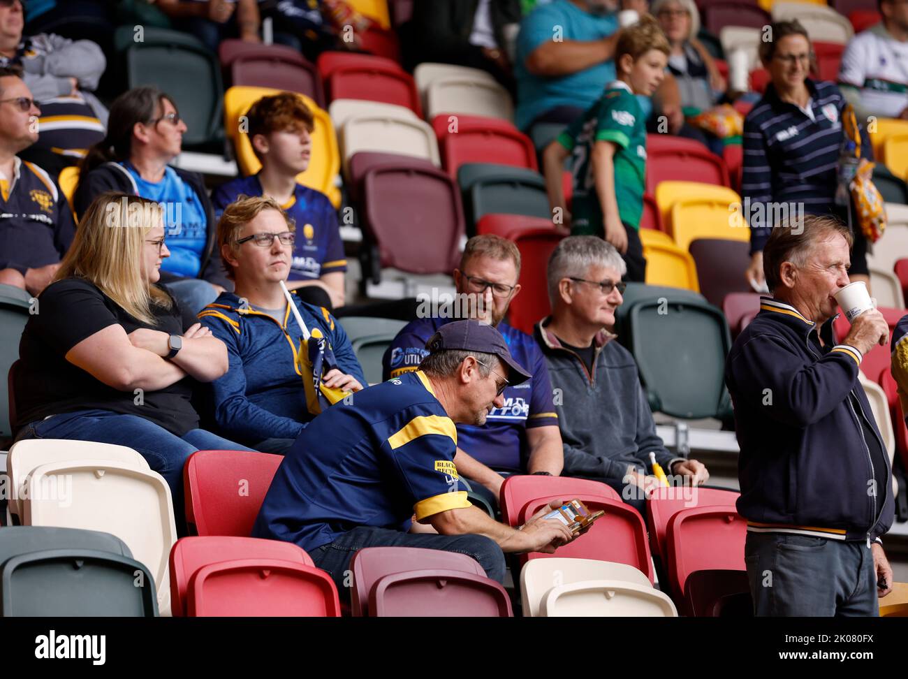 Worcester Warriors fans in the stands before the Gallagher Premiership ...