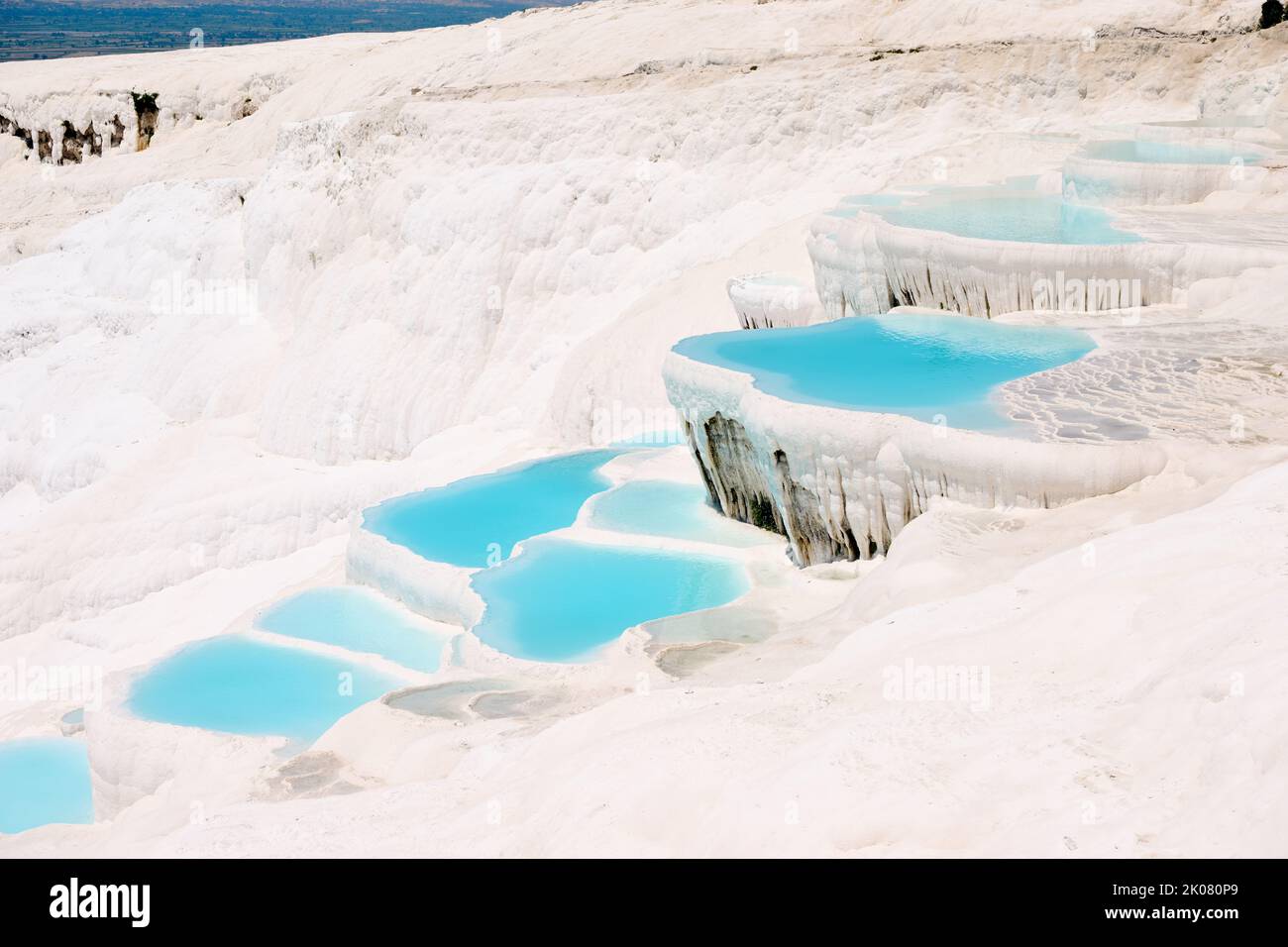 blue pools in Pamukkale travertine terraces, Denizli, Turkey Stock ... blue pools in Pamukkale travertine terraces, Denizli, Turkey Stock ...
