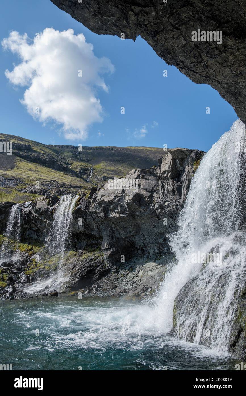 The waterfall Skútafoss in the Thorgeirsstadadalur valley, near Hofn ...