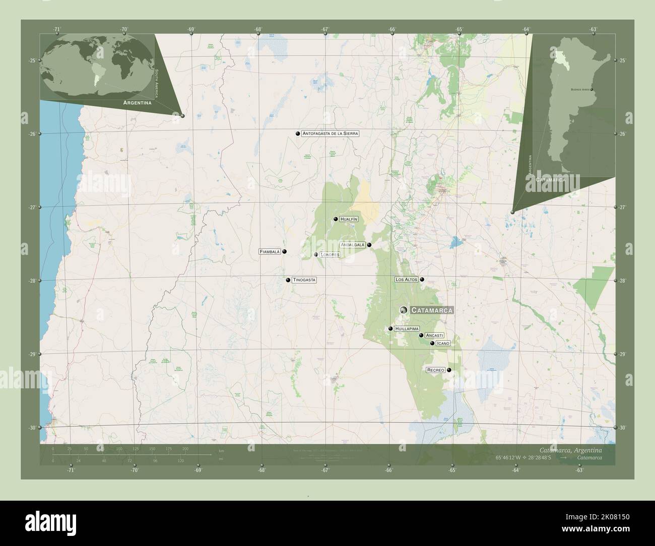 Catamarca, province of Argentina. Open Street Map. Locations and names ...