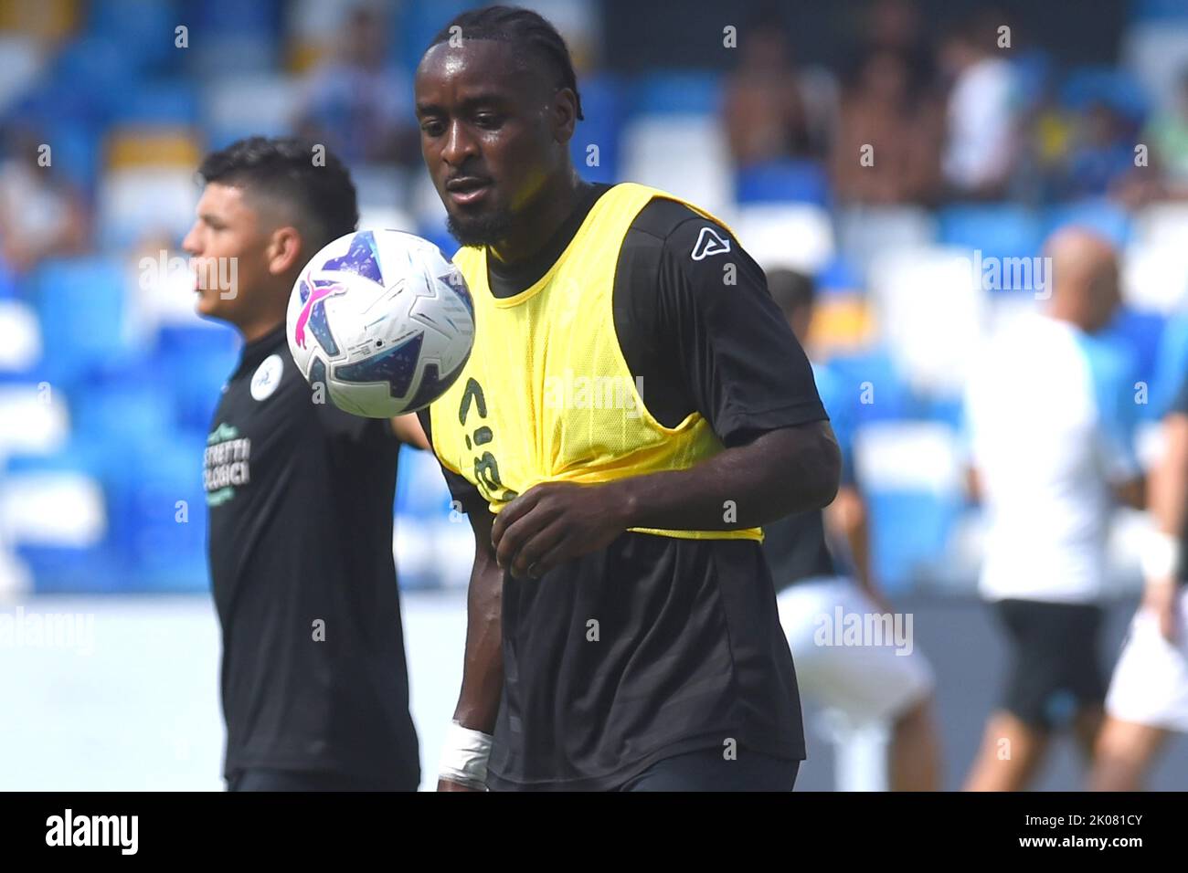 M'Bala Nzola of Spezia Calcio in the pre-race warm-up during the Serie ...