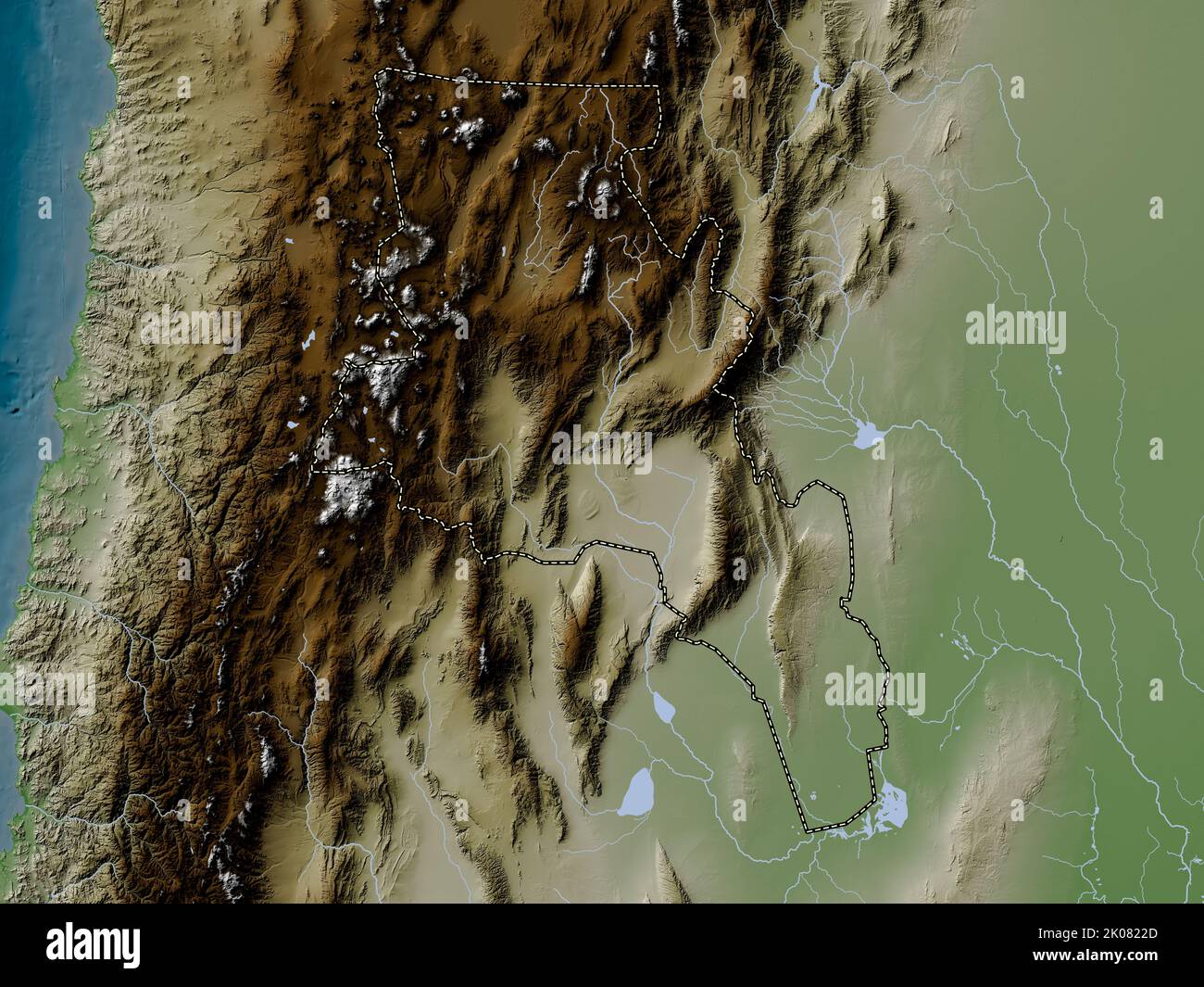 Catamarca, province of Argentina. Elevation map colored in wiki style ...
