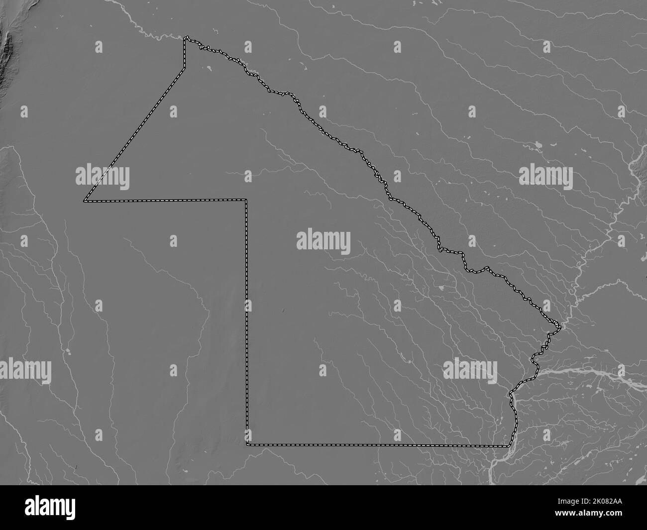 Chaco, province of Argentina. Bilevel elevation map with lakes and ...