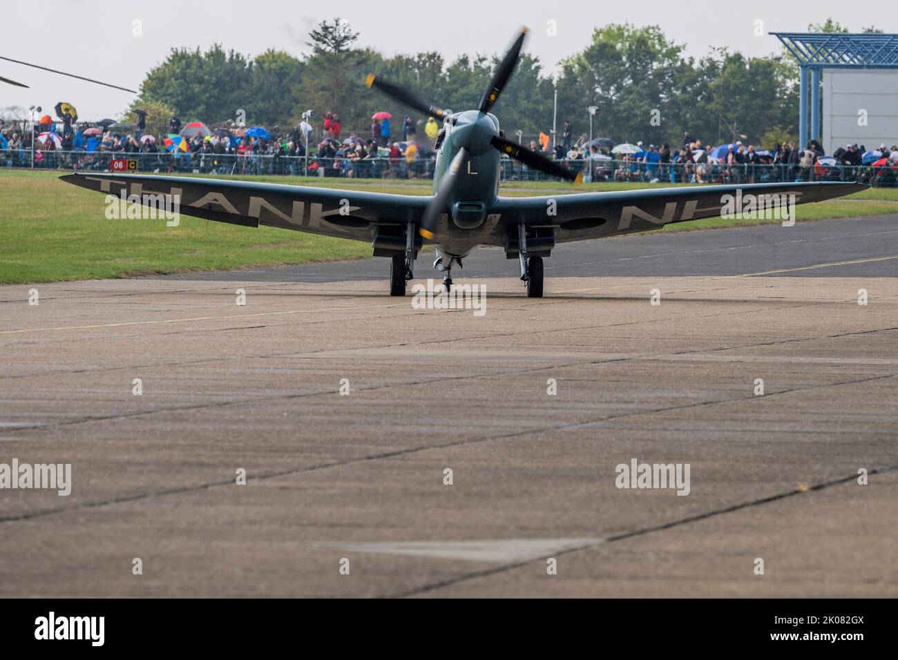 London, UK. 10th Sep, 2022. After the two minute silence, a Spitfire Mk ...