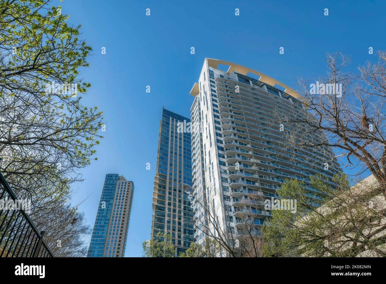 Downtown Austin Texas skyline with exterior view of modern buildings ...
