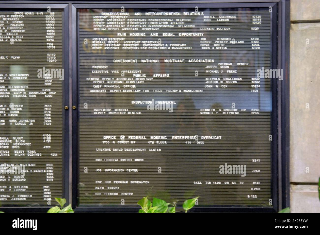 HUD Leadership Name Panels, South Lobby - Panels showing names, titles ...