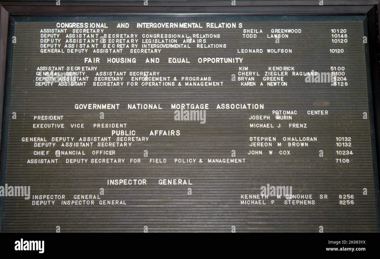 HUD Leadership Name Panels, South Lobby - Panels showing names, titles ...