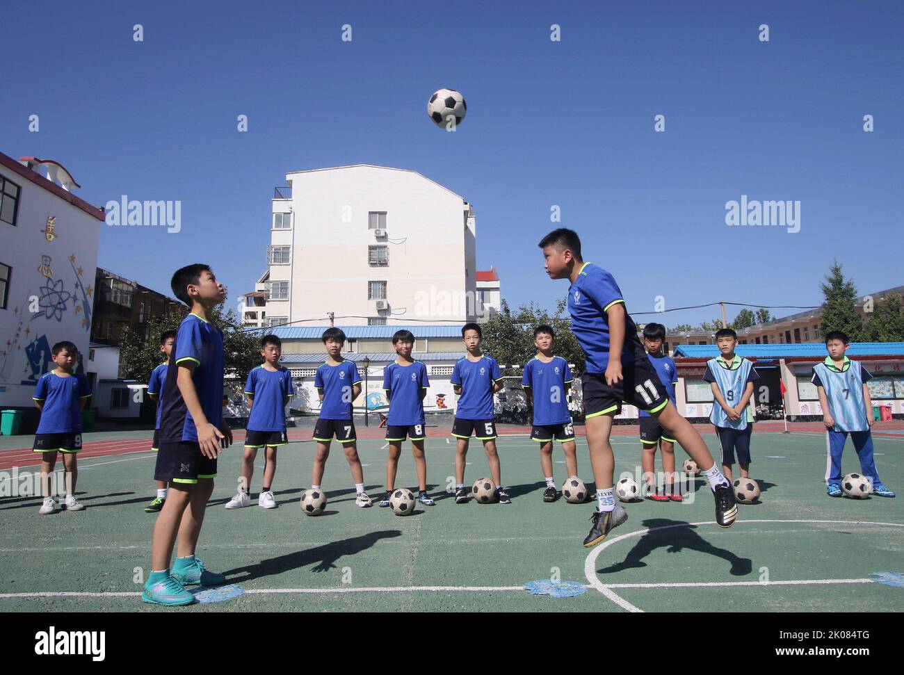 HANDAN, CHINA - SEPTEMBER 7, 2022 - Primary school students practice ...