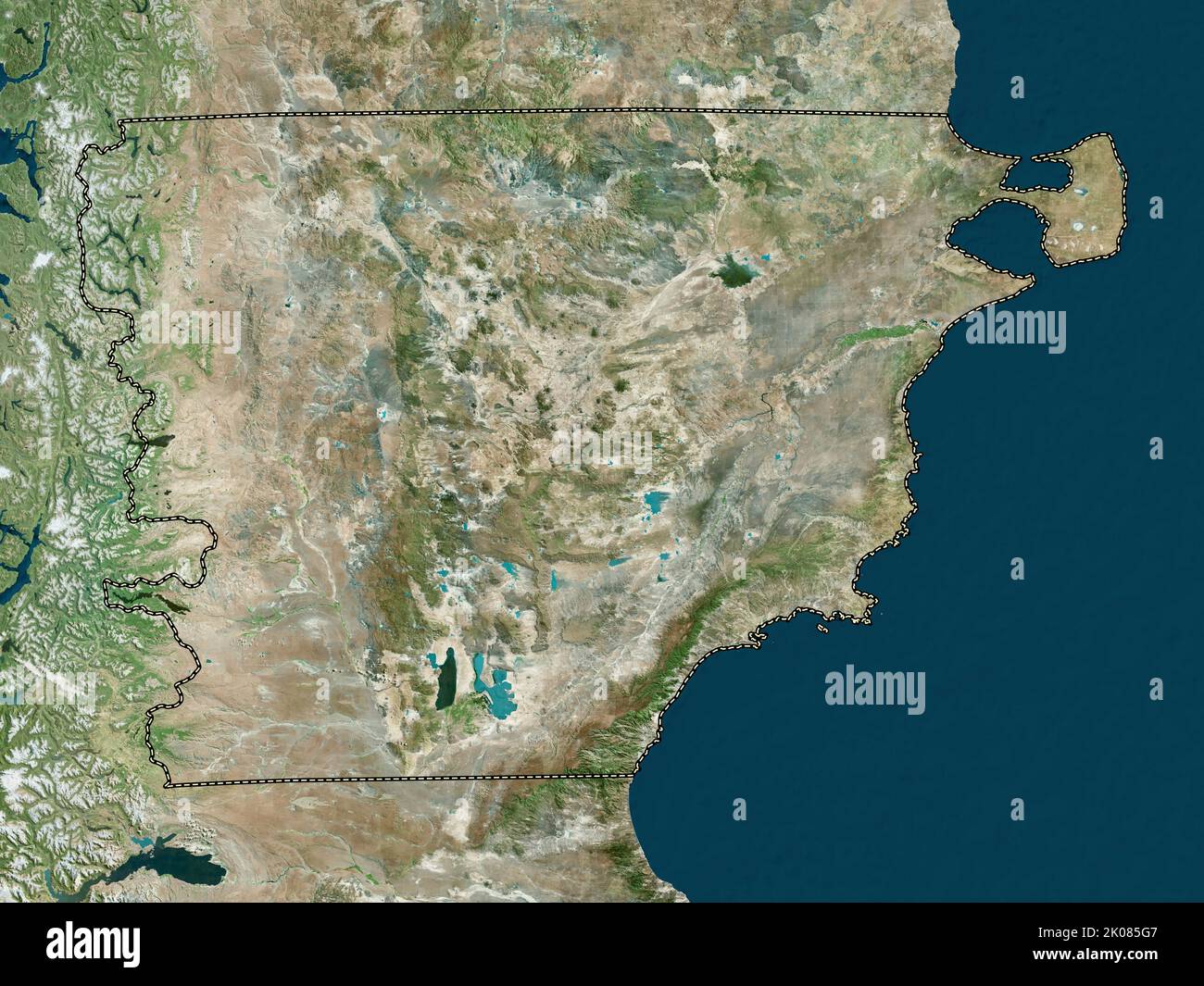 Chubut, province of Argentina. High resolution satellite map Stock ...