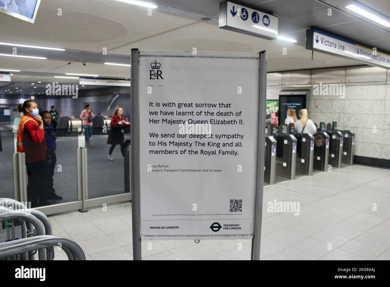 london underground tribute to the queen at victoria station; scenes ...