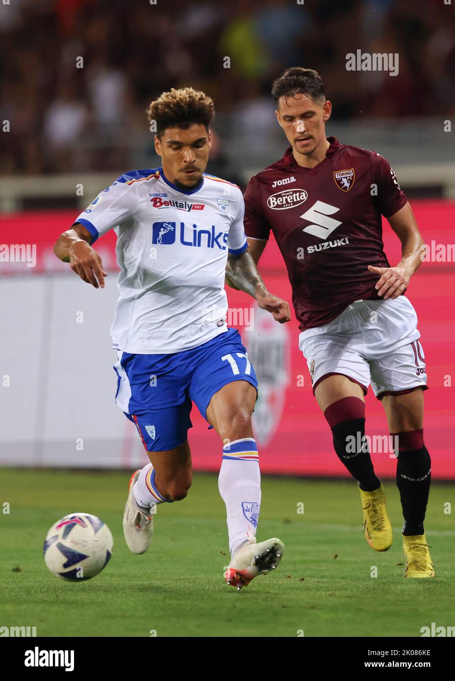 Turin, Italy, 5th September 2022. Valentin Gendrey of US Lecce is ...