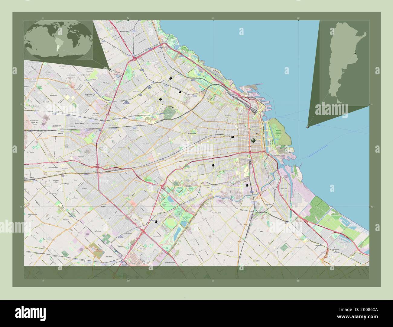 Ciudad de Buenos Aires, federal district of Argentina. Open Street Map ...