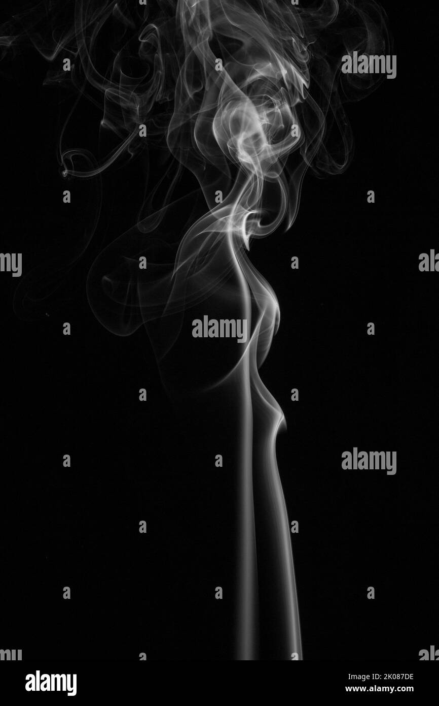 Smoke steam set on black color background Stock Photo - Alamy