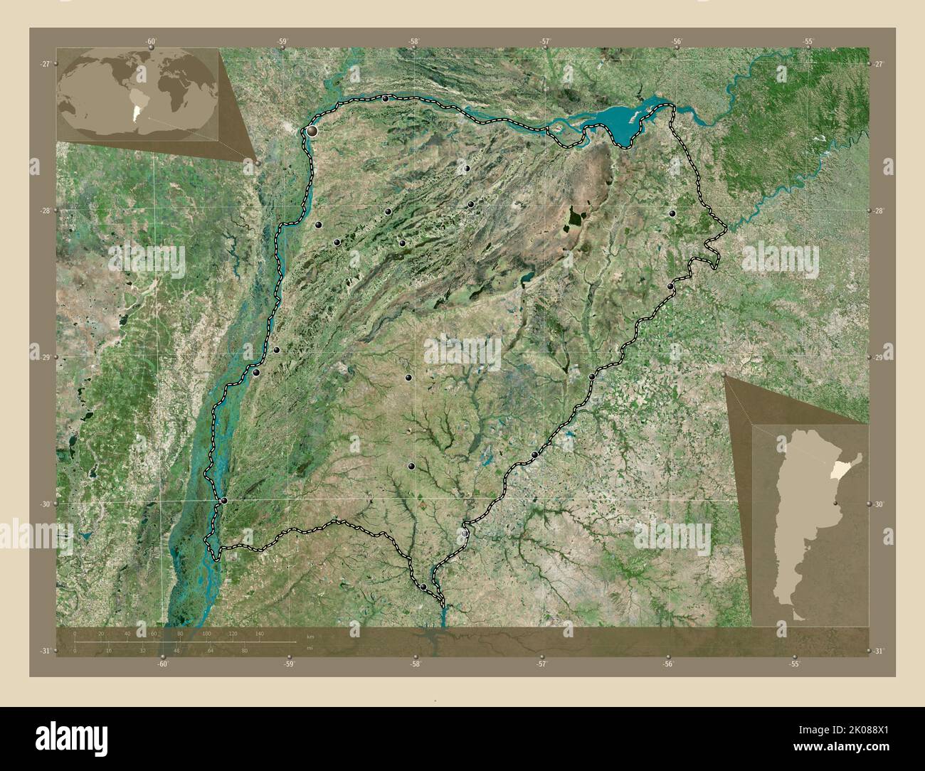 Corrientes, province of Argentina. High resolution satellite map ...