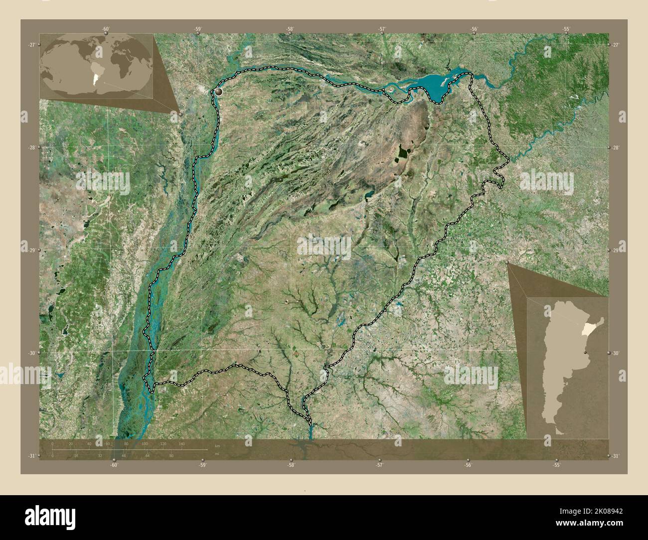 Corrientes, province of Argentina. High resolution satellite map ...