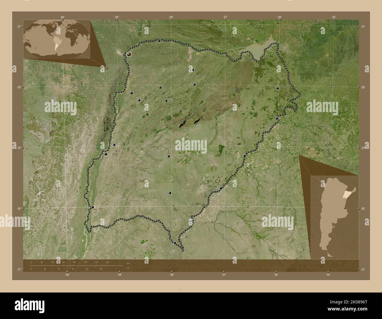 Corrientes, province of Argentina. Low resolution satellite map ...