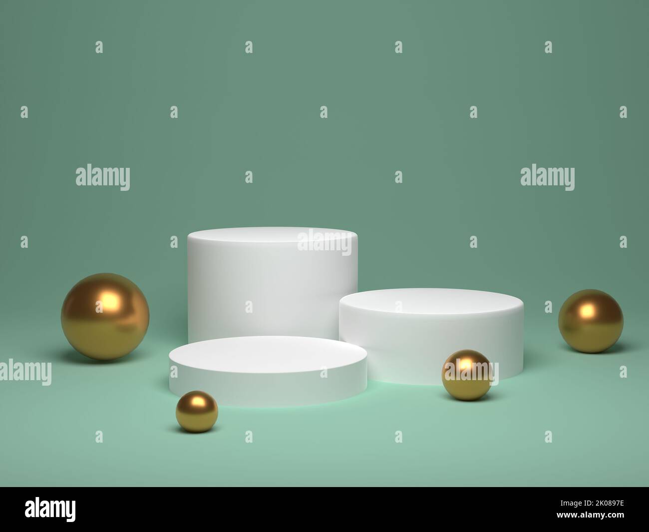 Minimalist White and Golden material pedestal for product showcase with ...