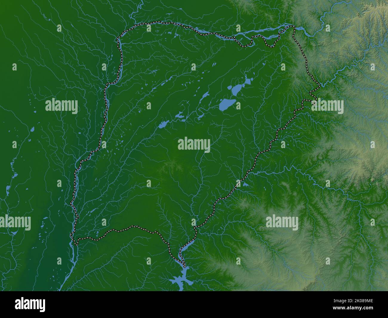 Corrientes, province of Argentina. Colored elevation map with lakes and ...