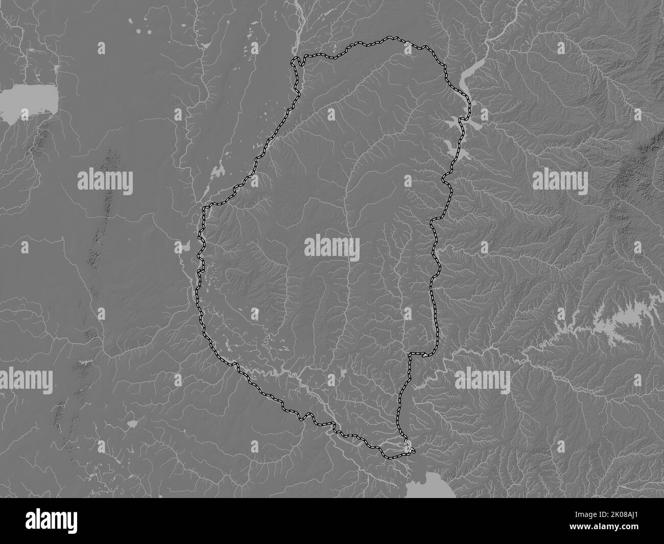 Entre Rios, province of Argentina. Bilevel elevation map with lakes and ...