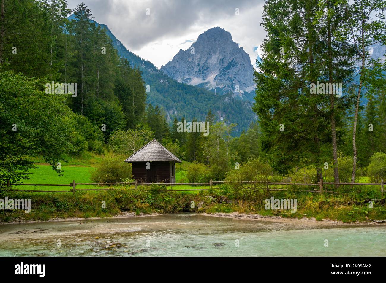 The Krumme Steyr river near the village Hinterstoder and famous lake ...