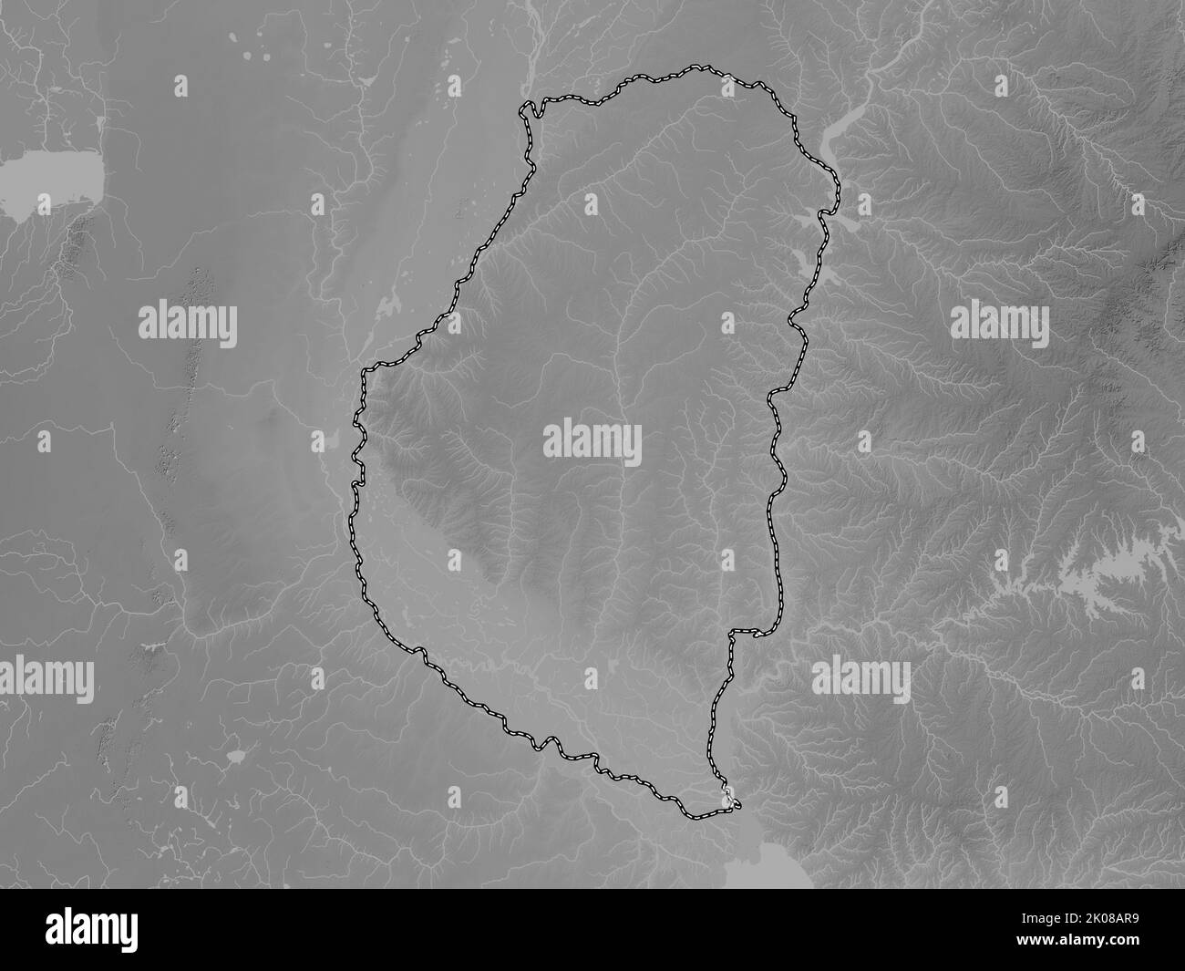Entre Rios, province of Argentina. Grayscale elevation map with lakes ...
