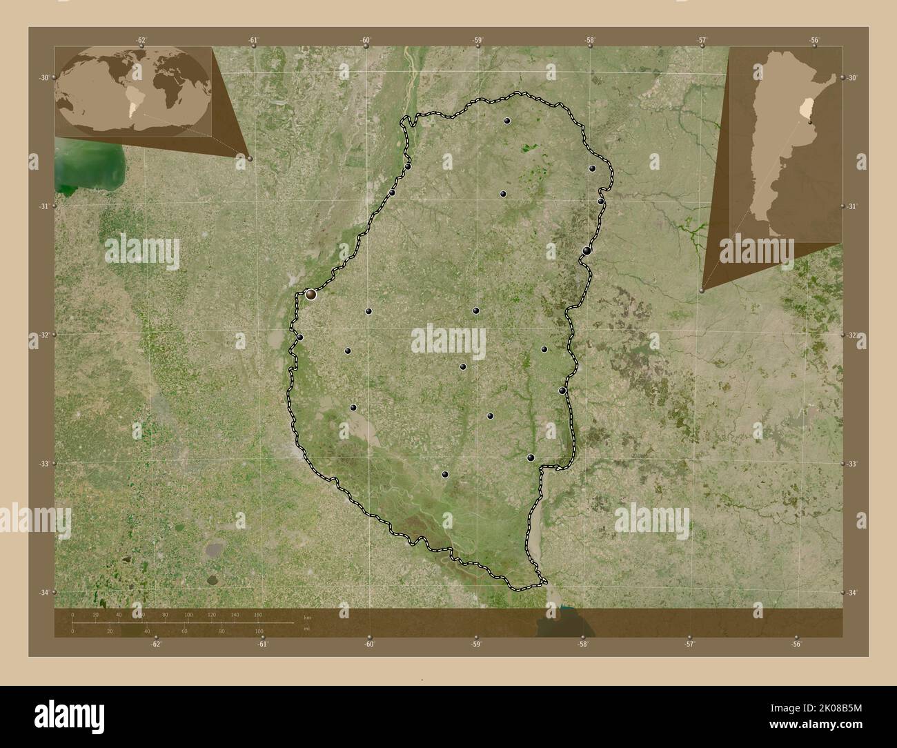 Entre Rios, province of Argentina. Low resolution satellite map ...